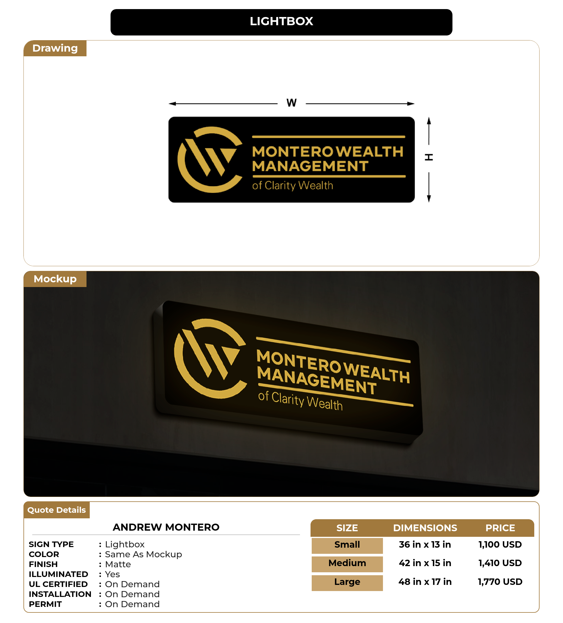 CUSTOM MOCKUP SIGN FOR Andrew montero – Signize