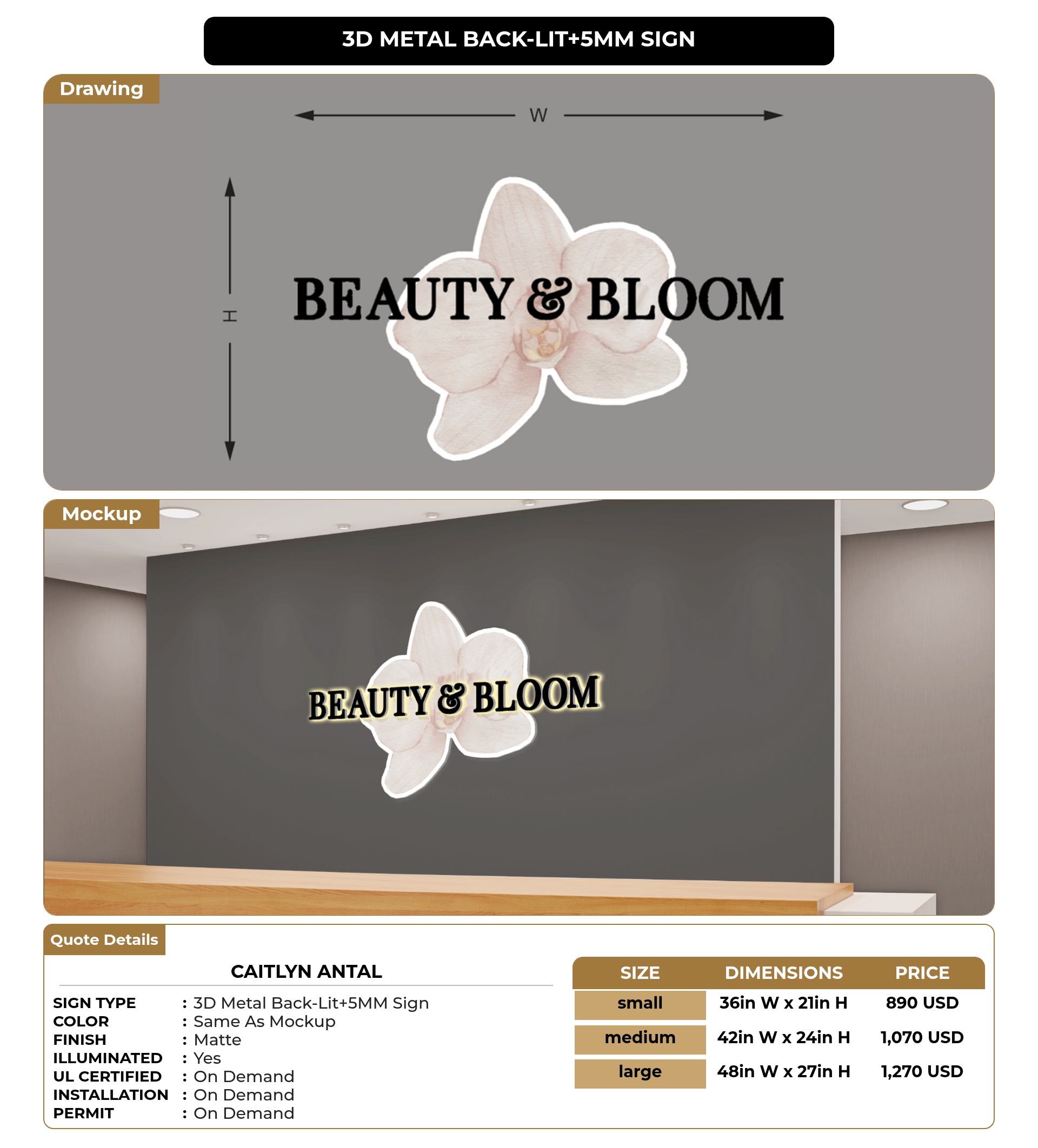 CUSTOM MOCKUP SIGN FOR caitlyn antal – Signize