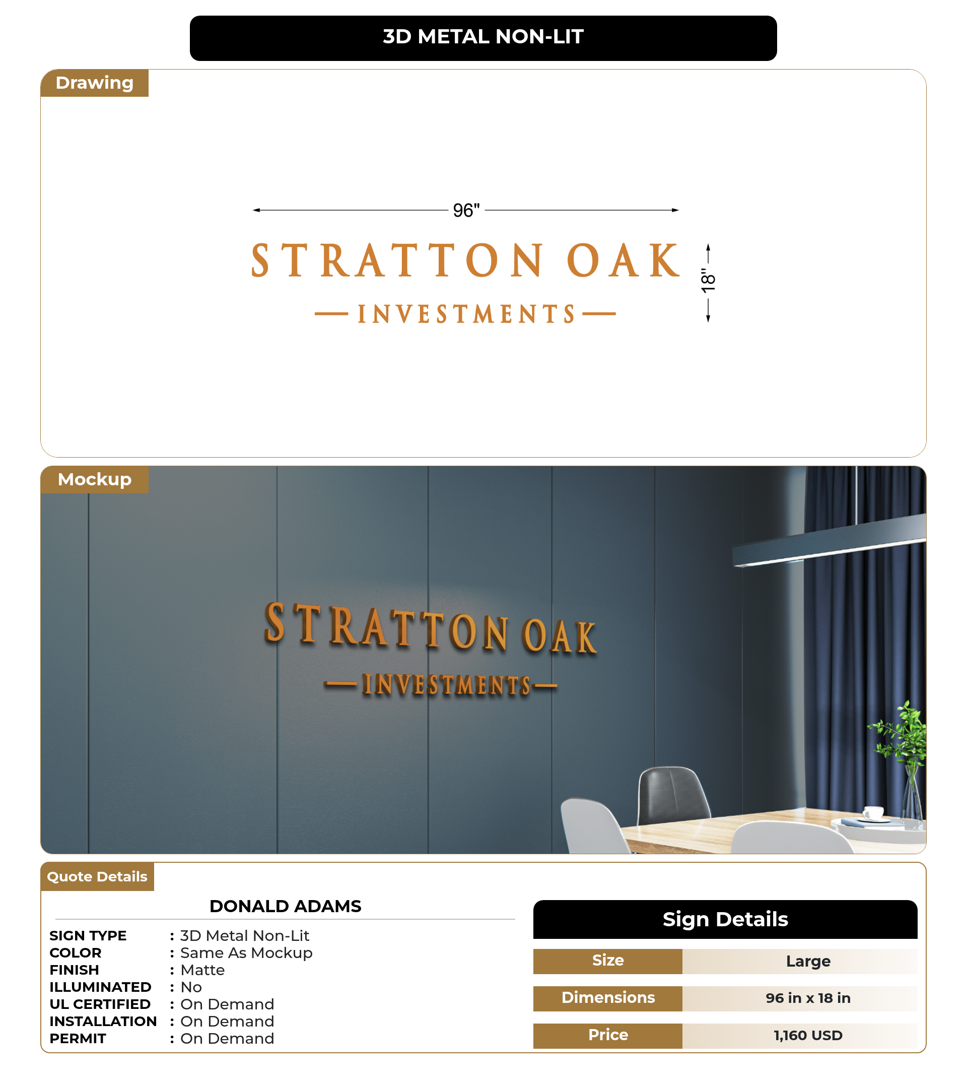 CUSTOM MOCKUP SIGN FOR Donald Adams – Signize