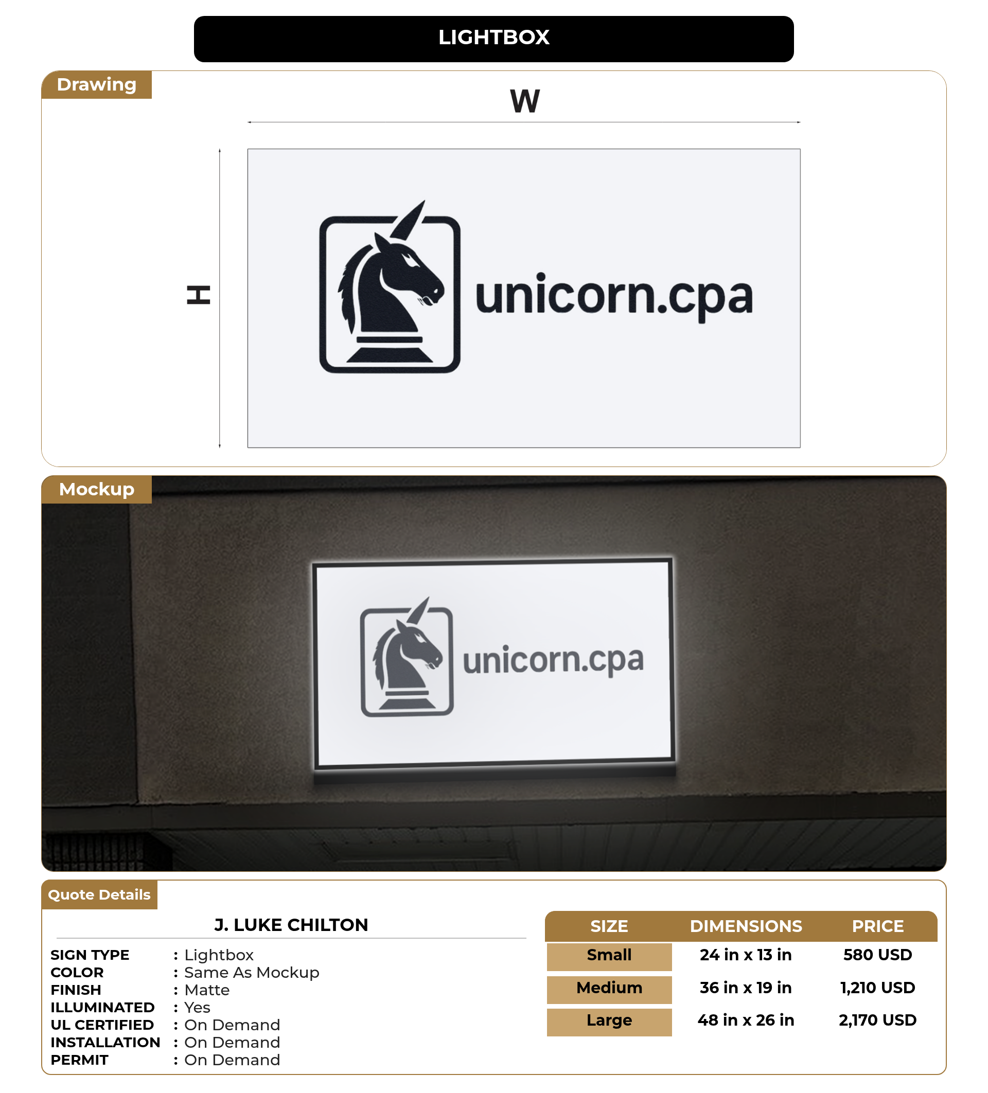 CUSTOM MOCKUP SIGN FOR J. Luke Chilton – Signize