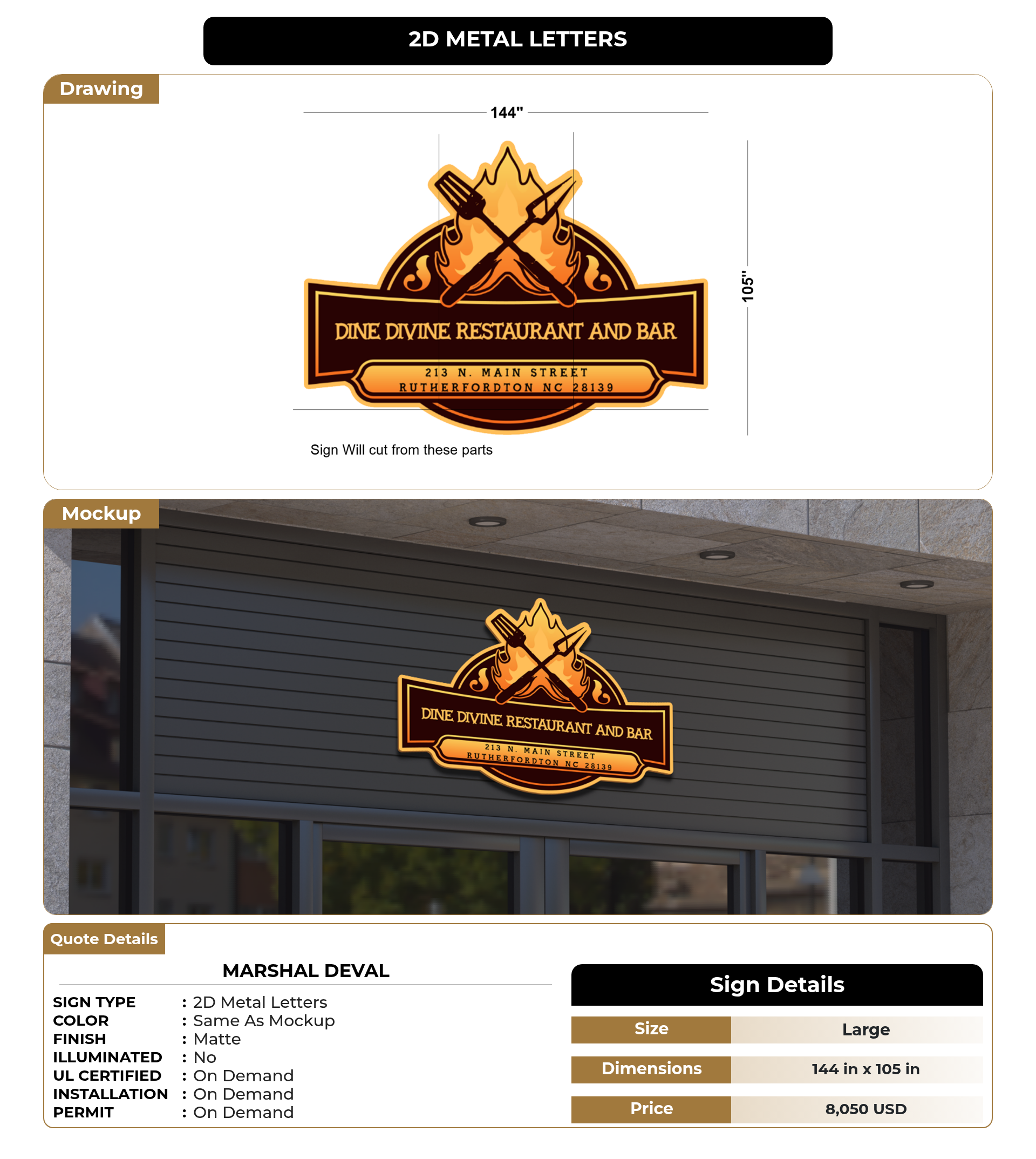 CUSTOM MOCKUP SIGN FOR Marshal Deval – Signize