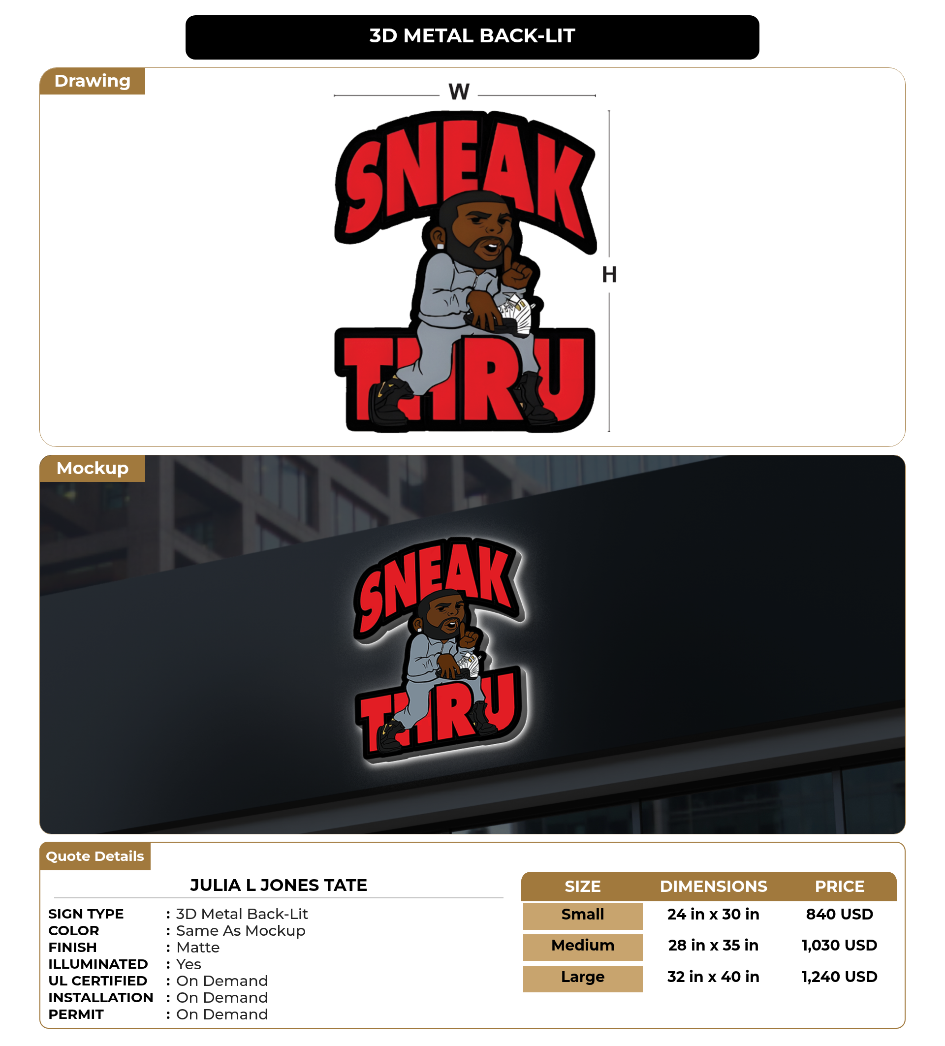 CUSTOM MOCKUP SIGN FOR Julia L Jones Tate – Signize