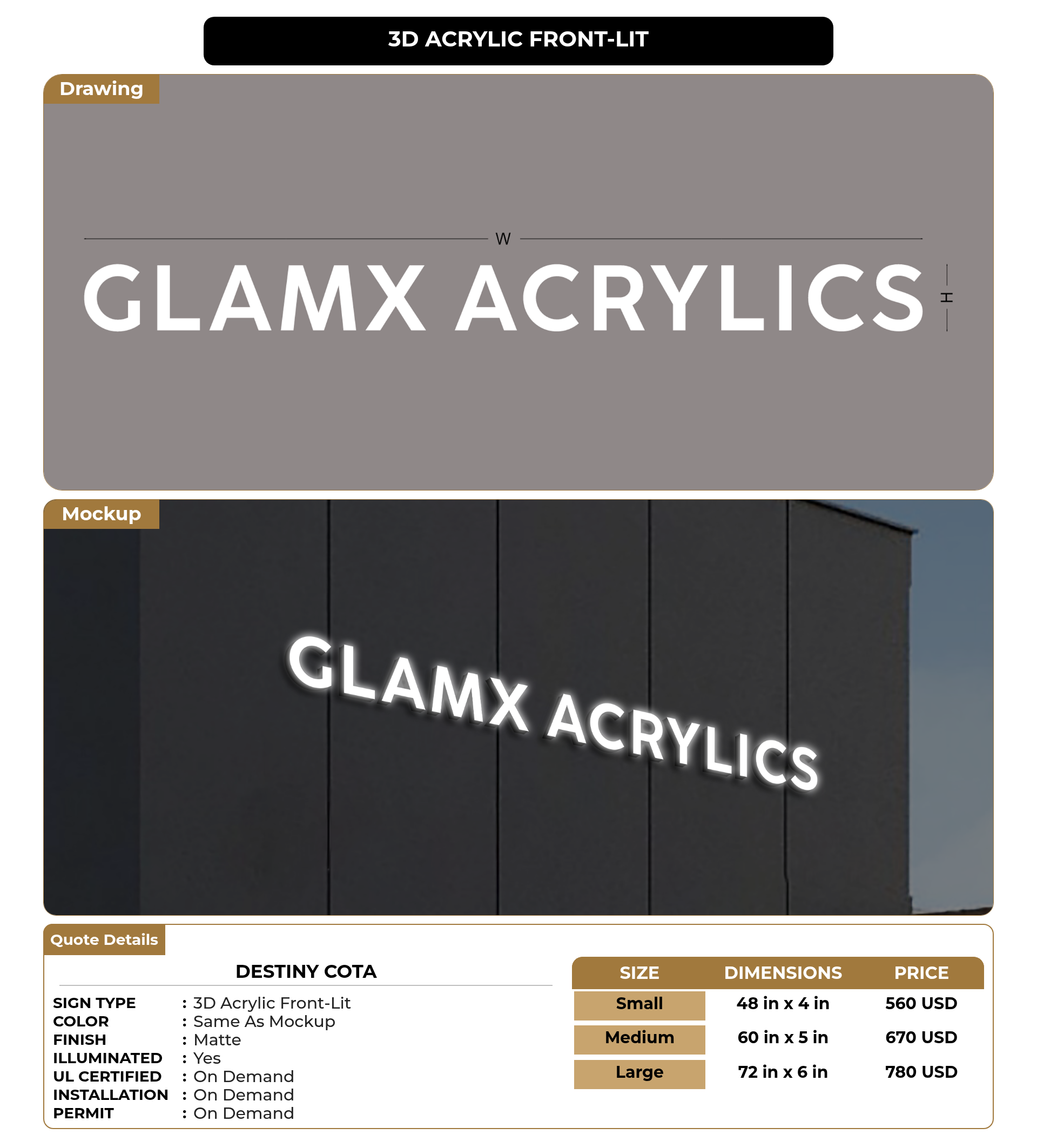 CUSTOM MOCKUP SIGN FOR Destiny Cota – Signize