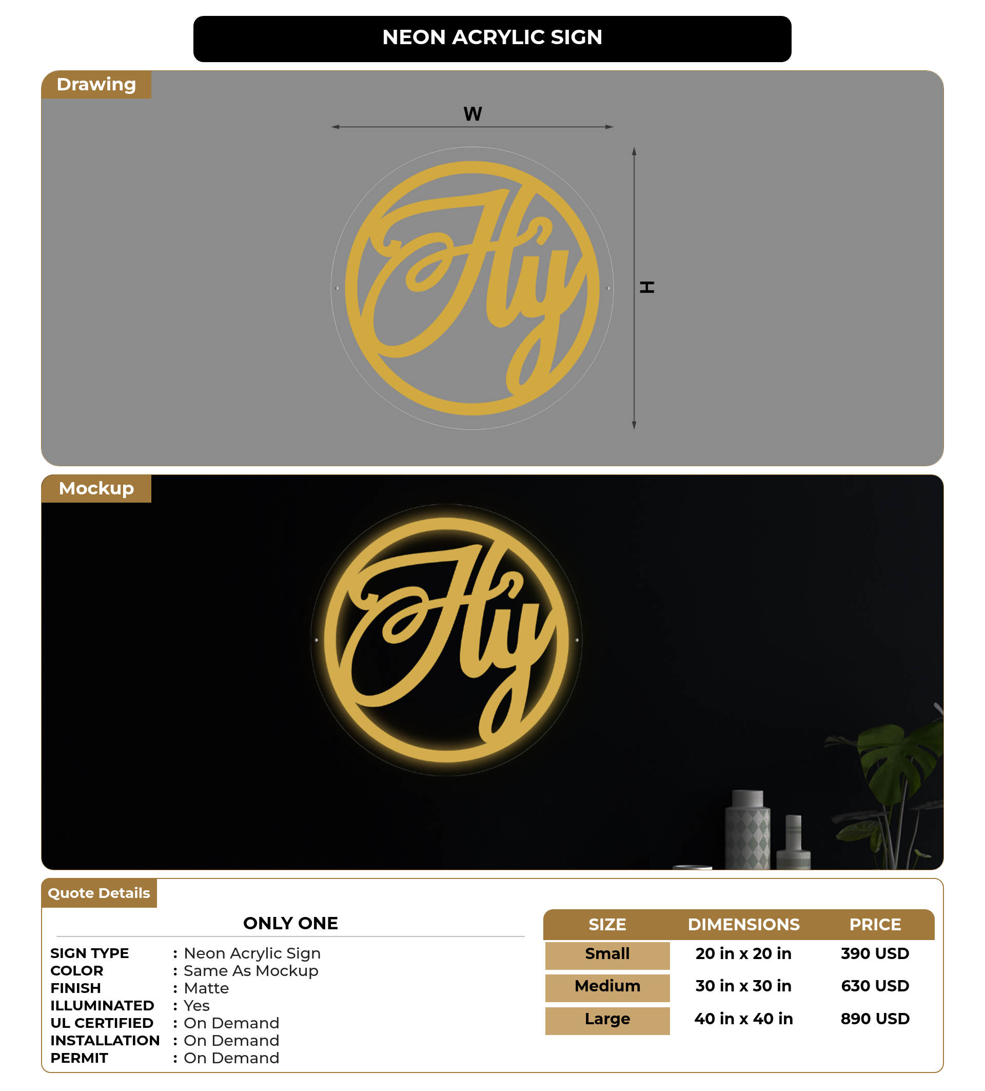 CUSTOM MOCKUP SIGN FOR Only One – Signize