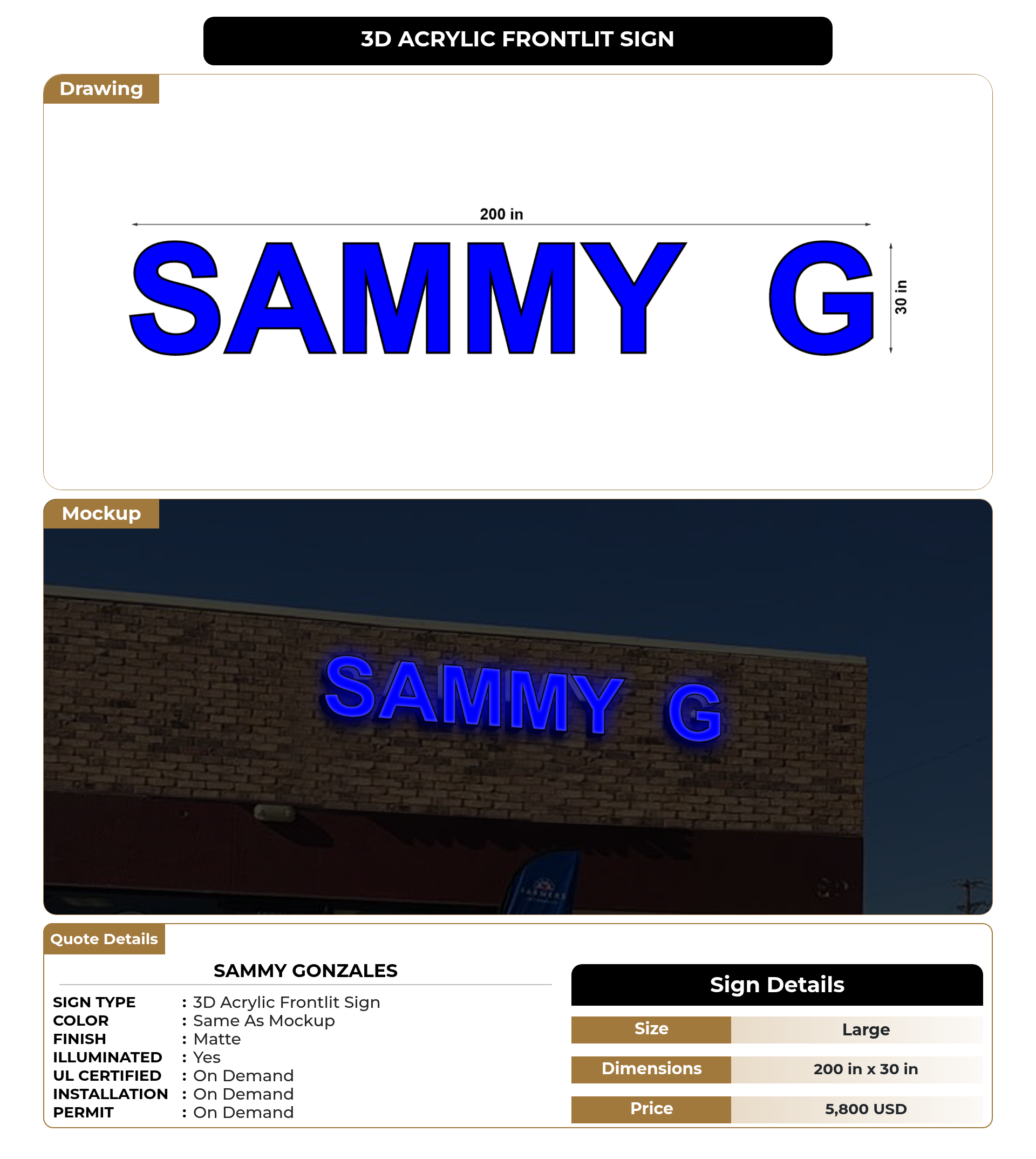 CUSTOM MOCKUP SIGN FOR Sammy Gonzales – Signize