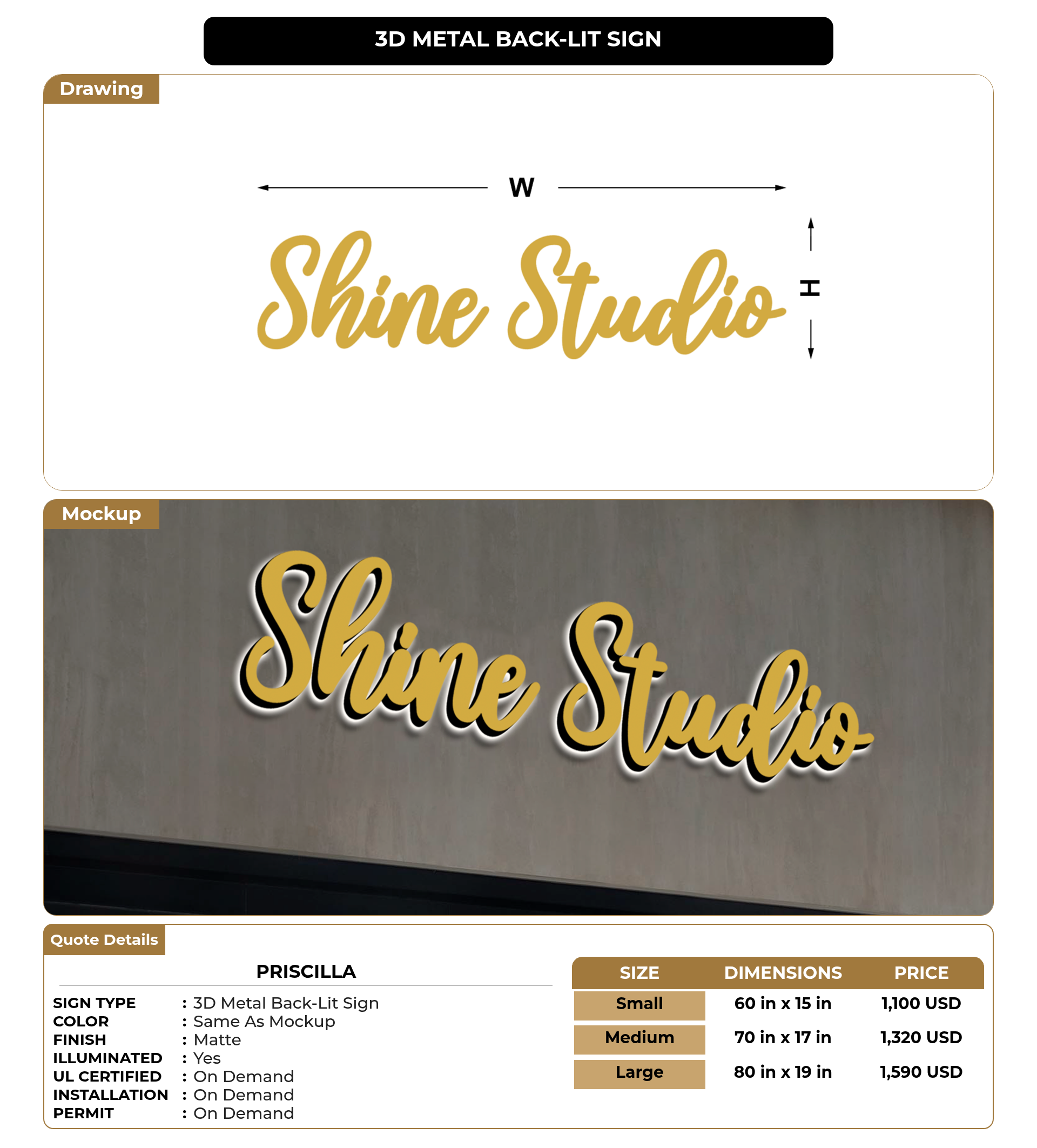 CUSTOM MOCKUP SIGN FOR Priscilla – Signize