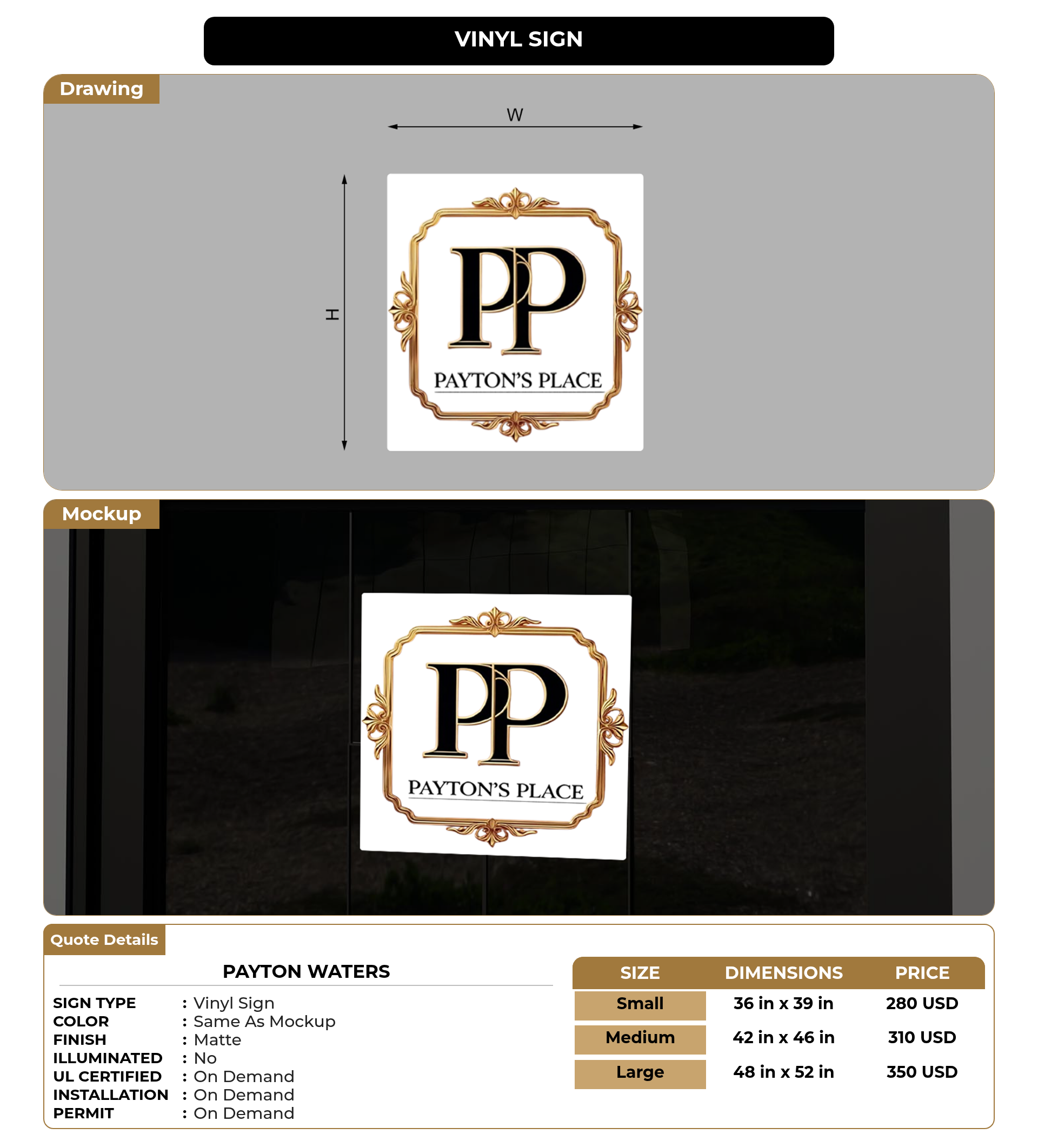 CUSTOM MOCKUP SIGN FOR Payton Waters – Signize