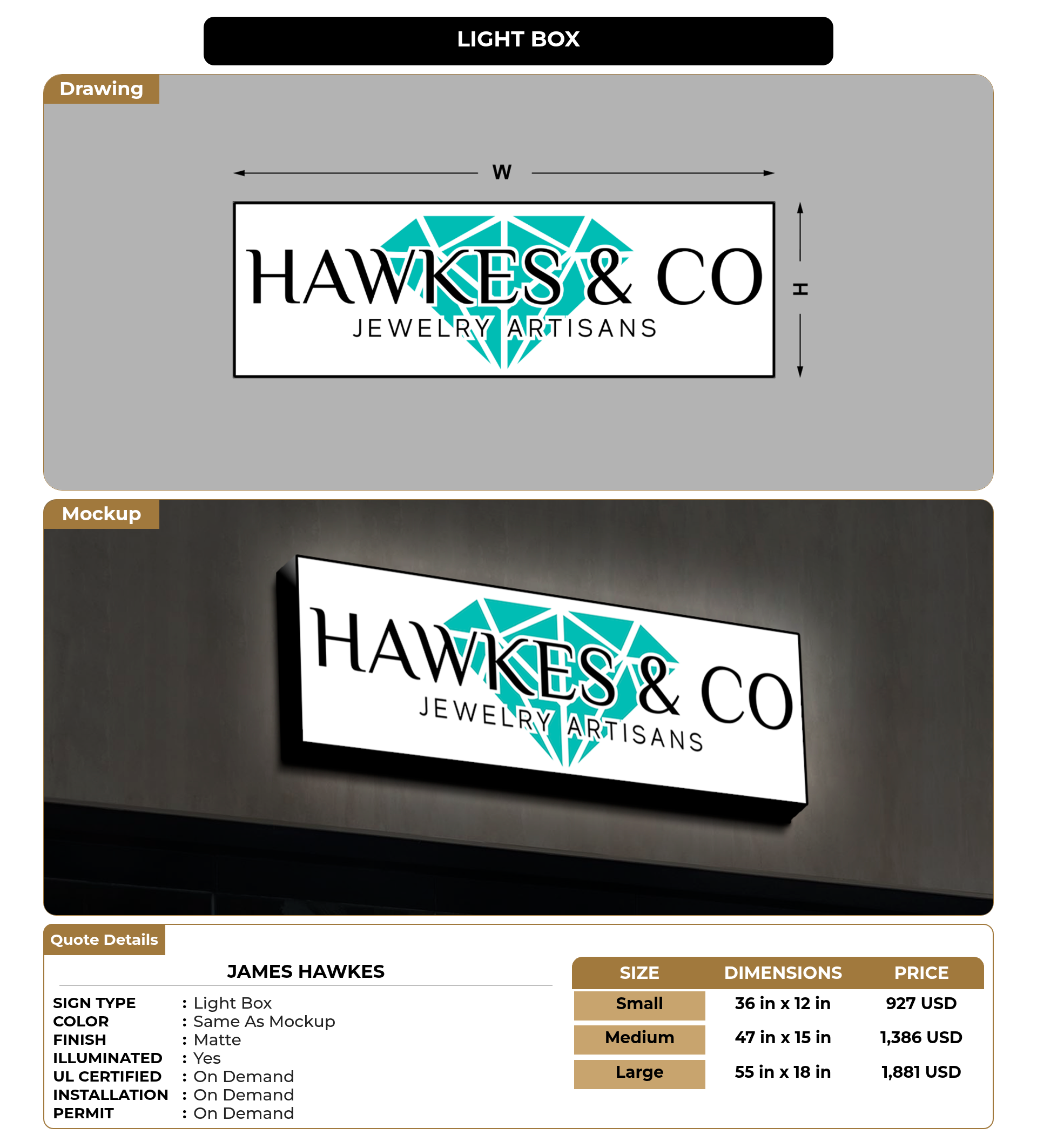 CUSTOM MOCKUP SIGN FOR James Hawkes – Signize