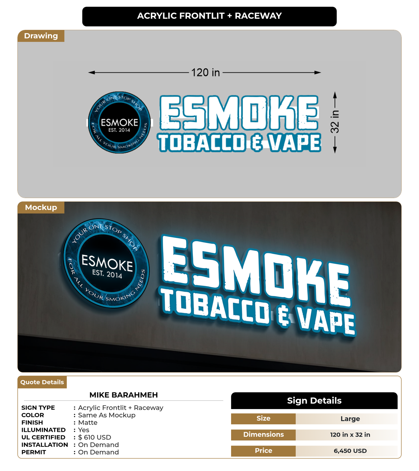 CUSTOM MOCKUP SIGN FOR Mike barahmeh – Signize