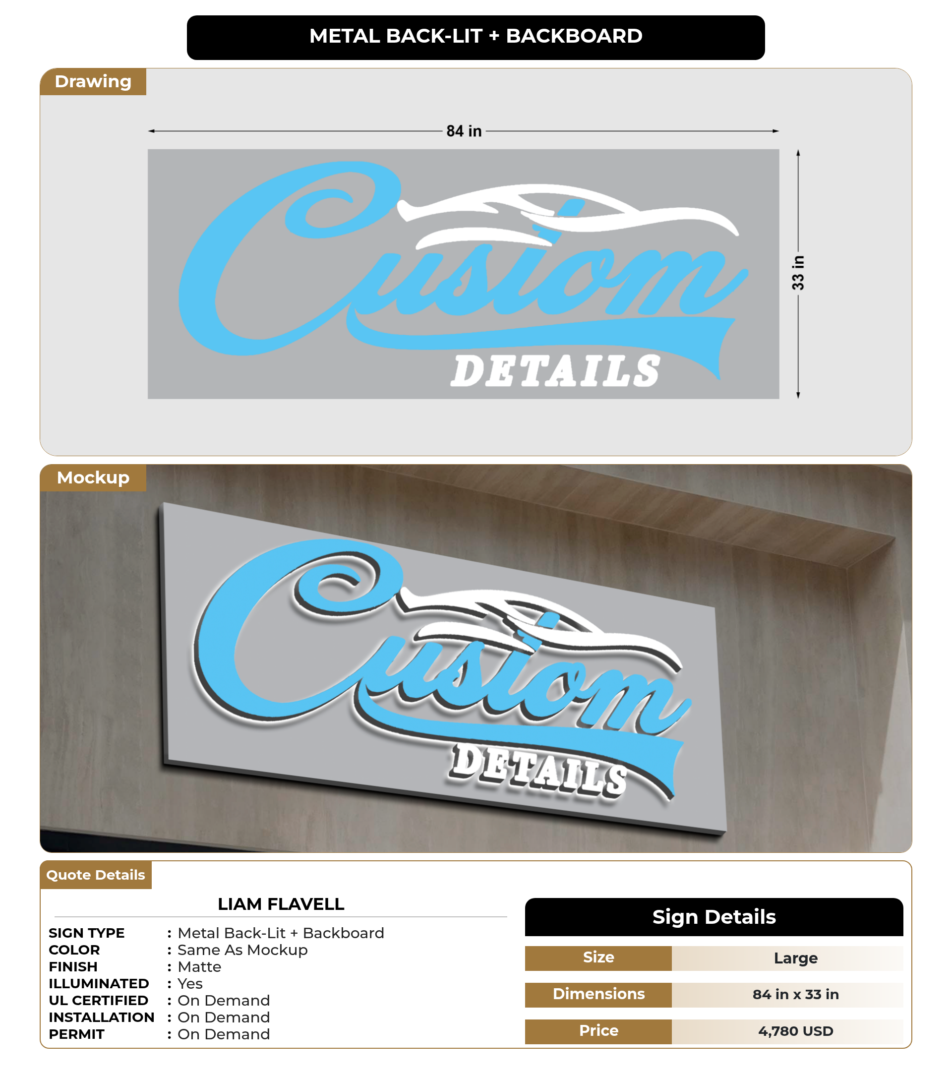 CUSTOM MOCKUP SIGN FOR Liam Flavell – Signize