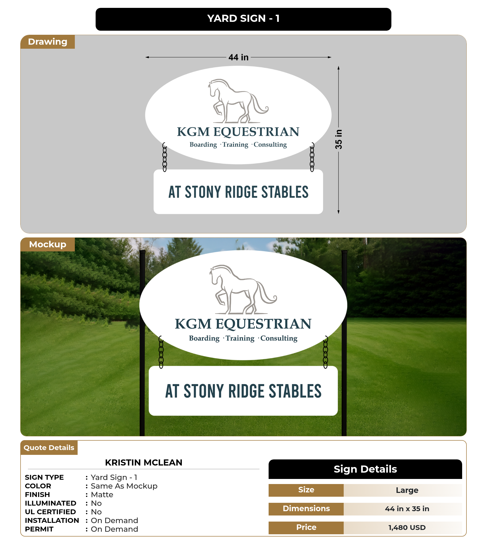 CUSTOM MOCKUP SIGN FOR Kristin McLean – Signize