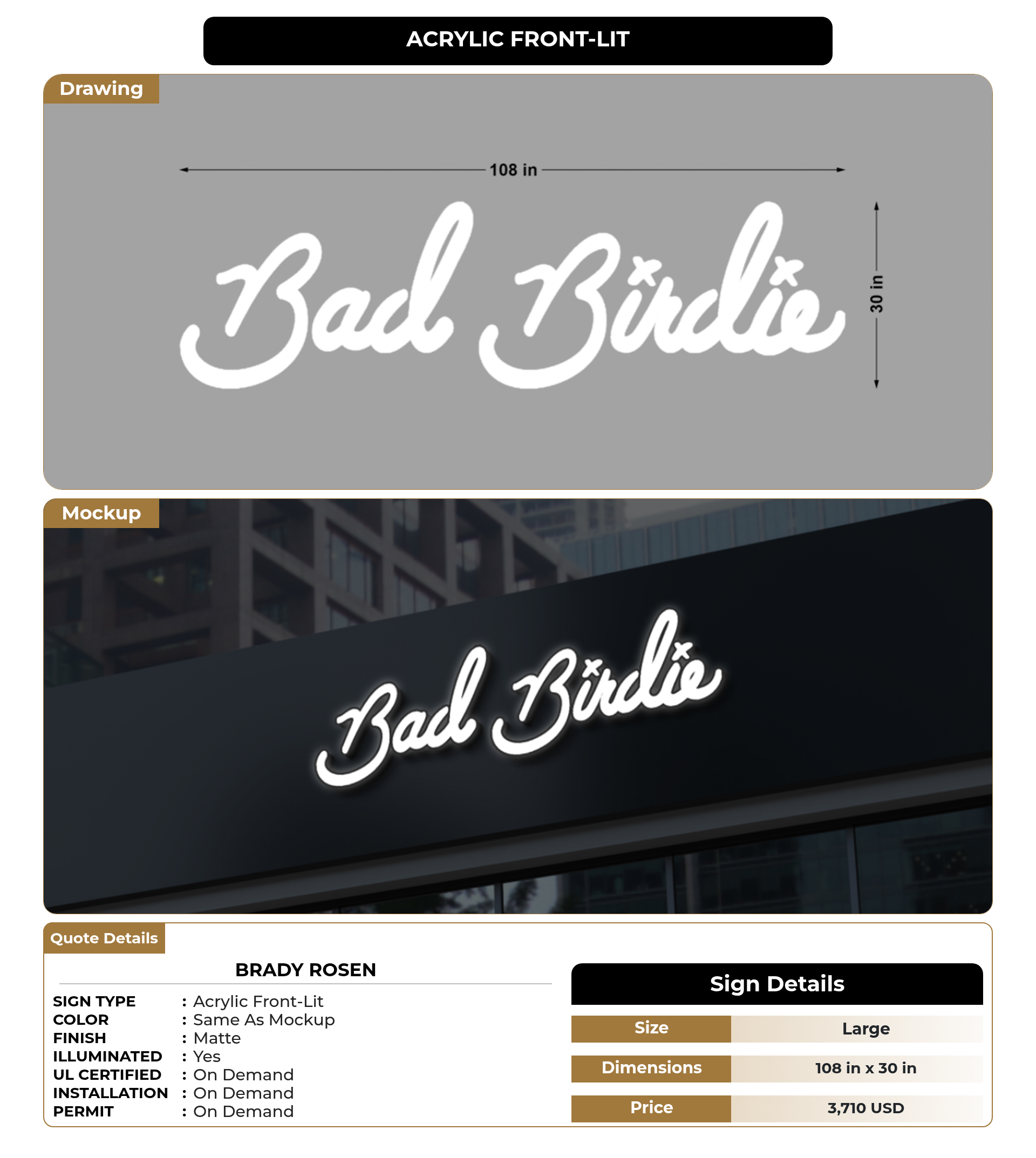 CUSTOM MOCKUP SIGN FOR Brady Rosen – Signize