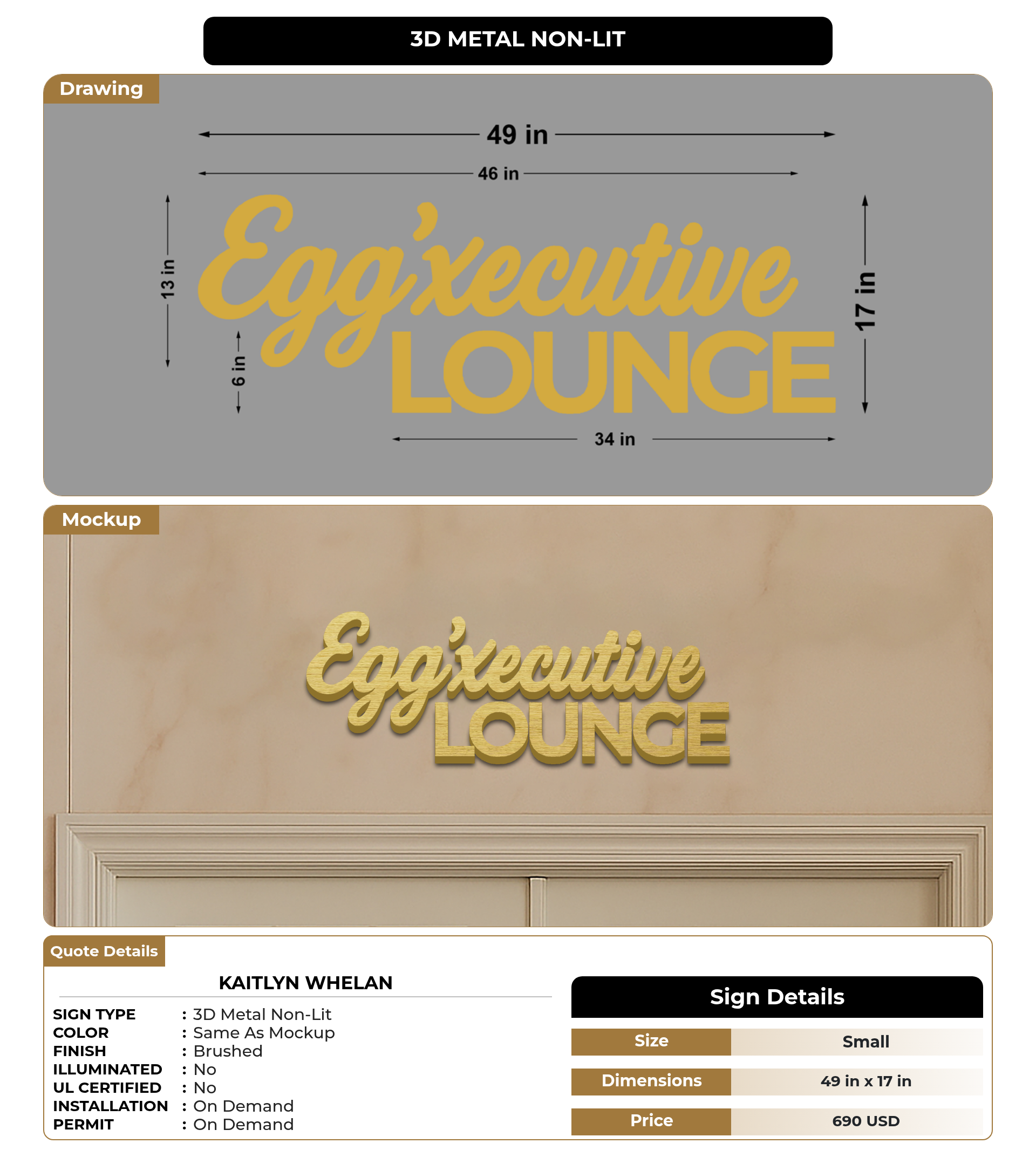 CUSTOM MOCKUP SIGN FOR Kaitlyn Whelan – Signize