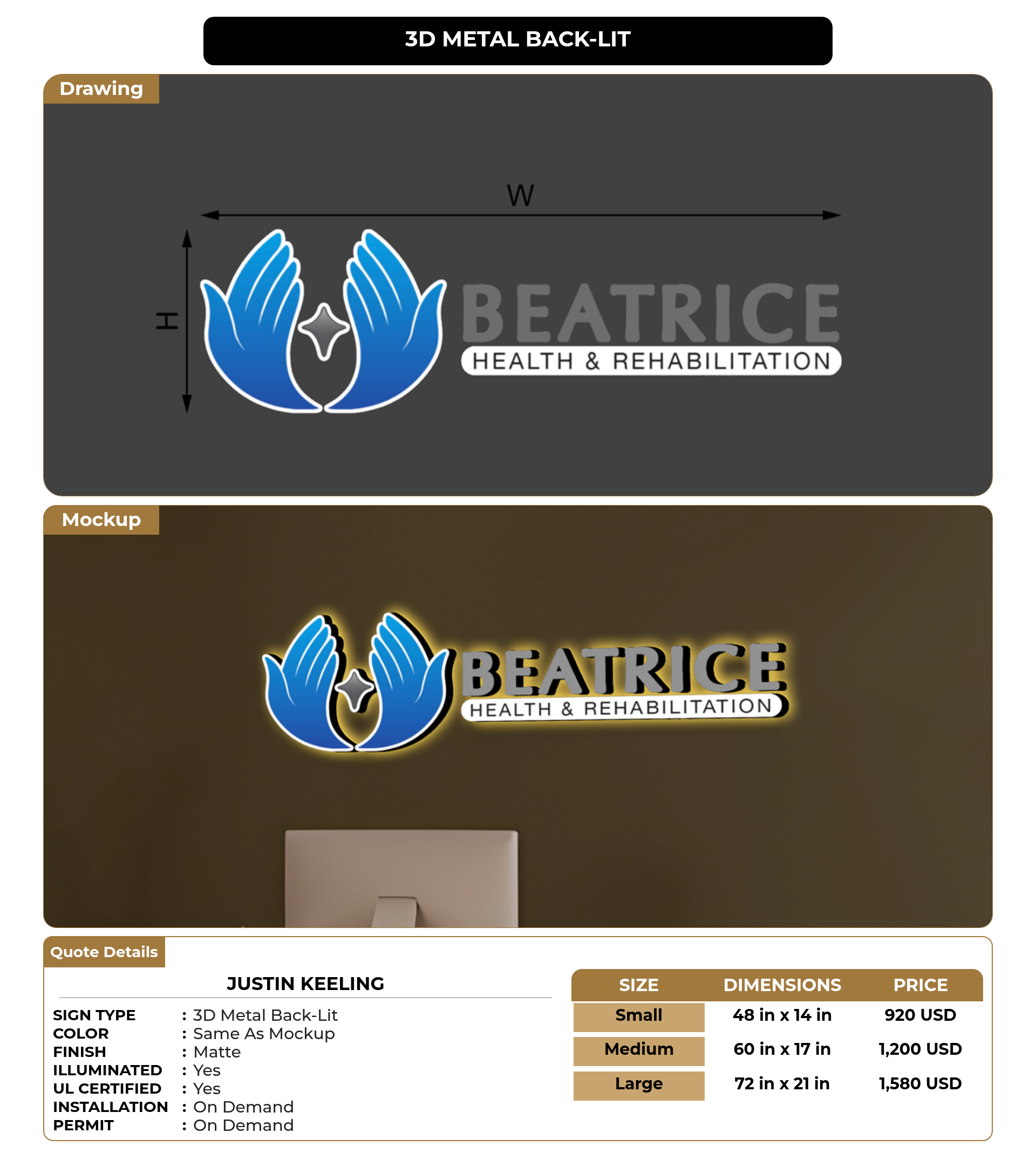 CUSTOM MOCKUP SIGN FOR Justin Keeling – Signize