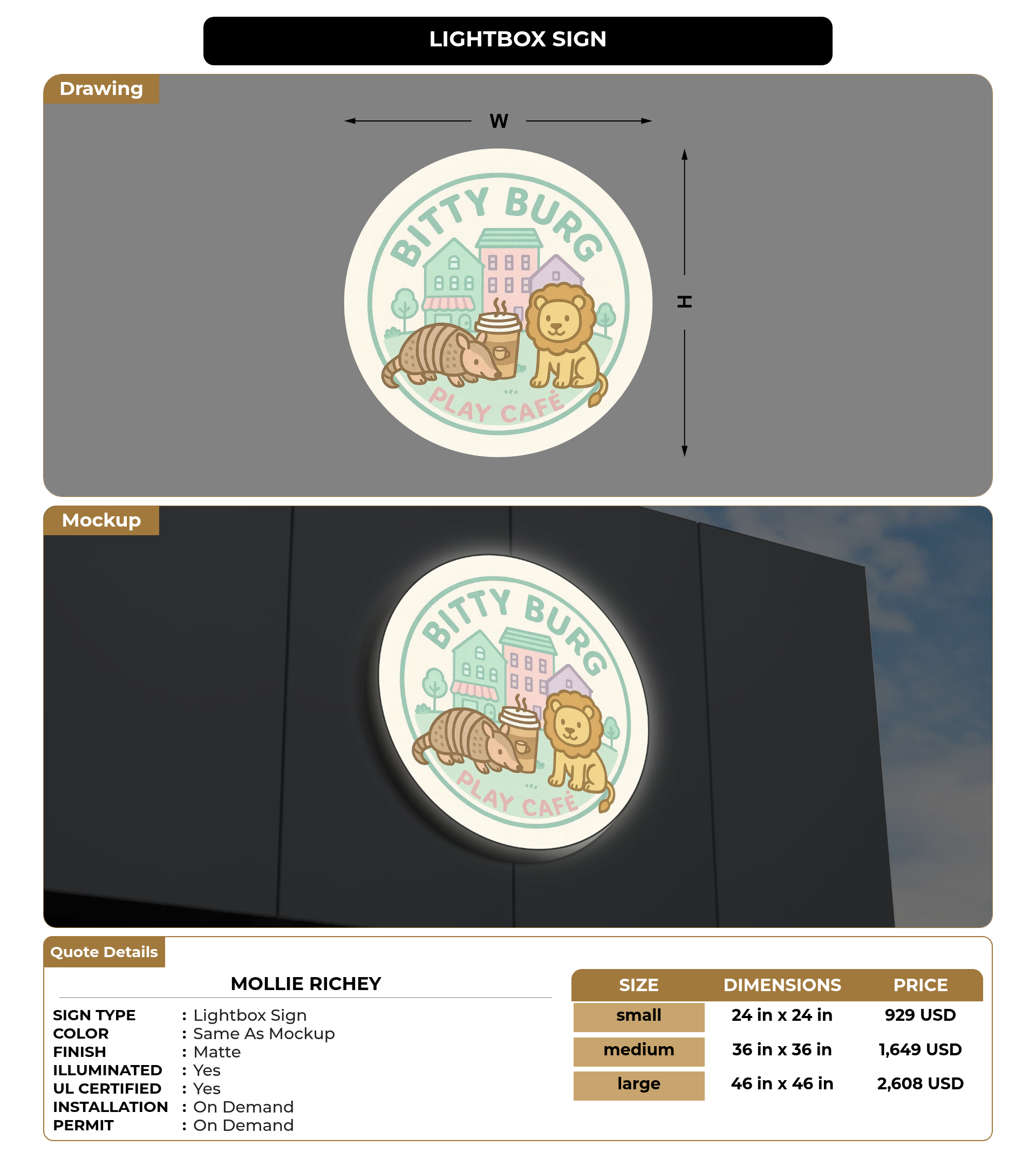 CUSTOM MOCKUP SIGN FOR Mollie Richey – Signize