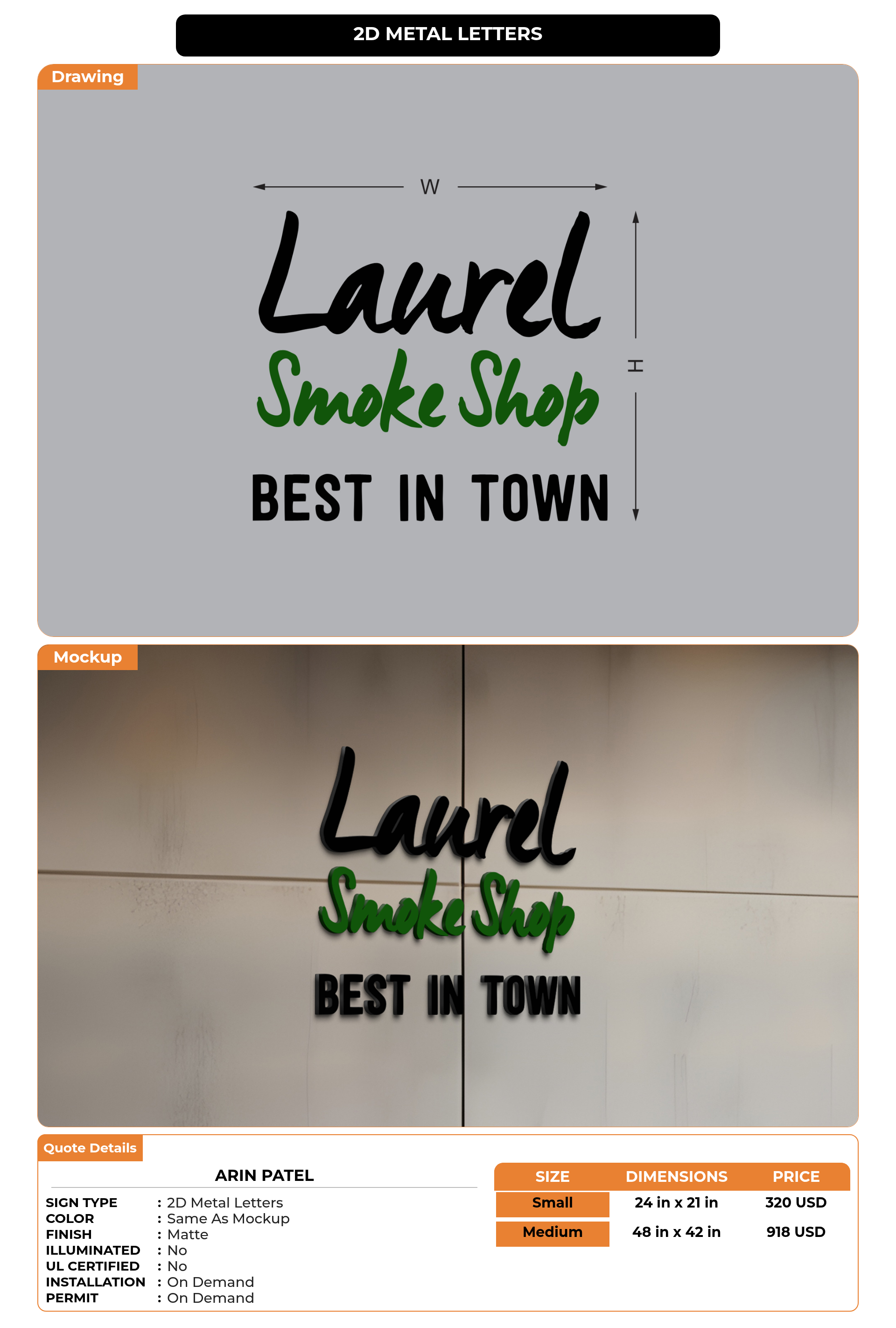 CUSTOM MOCKUP SIGN FOR Arin Patel – Signize