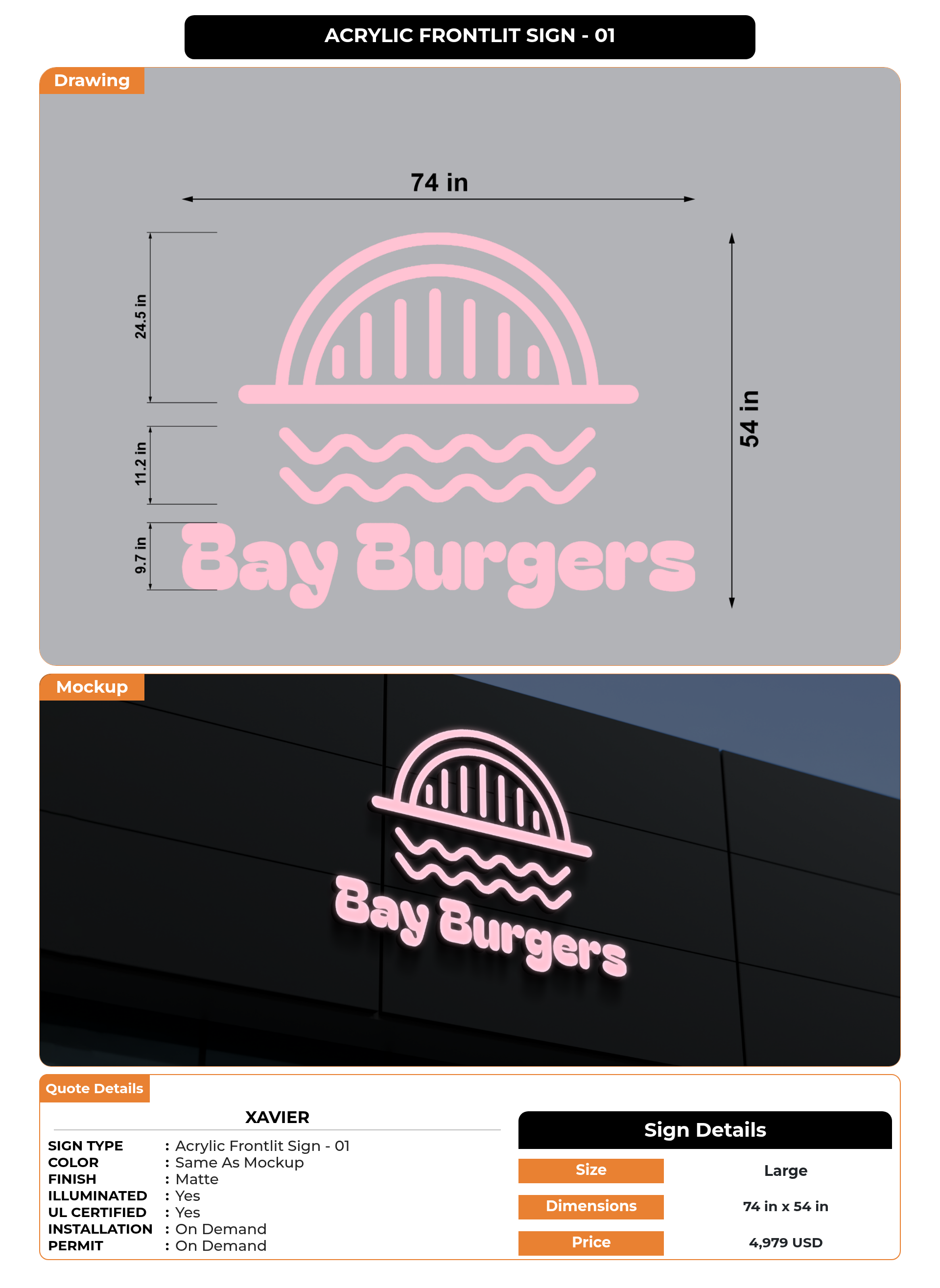 CUSTOM MOCKUP SIGN FOR Xavier – Signize