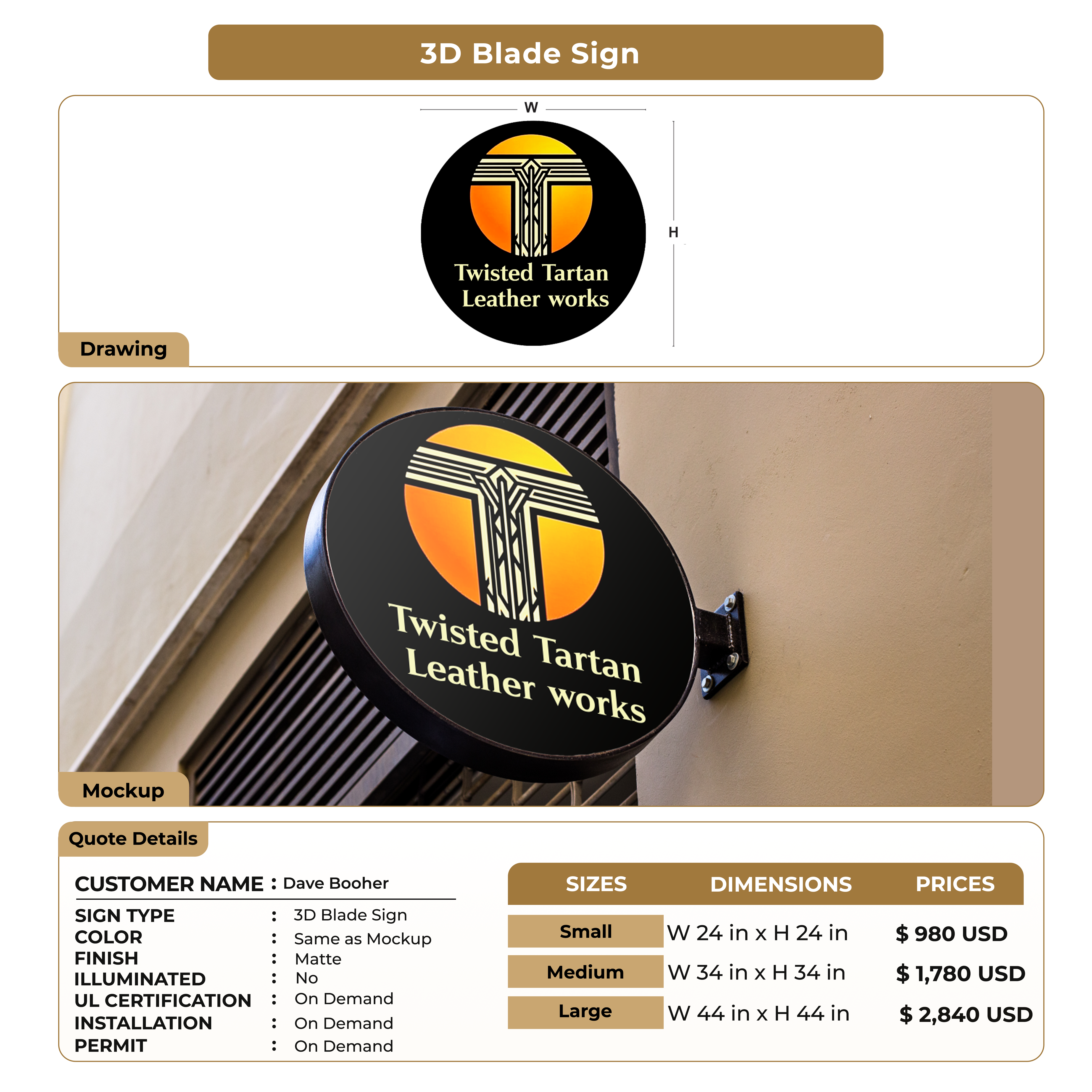 3D Blade Sign for Dave Booher – Signize